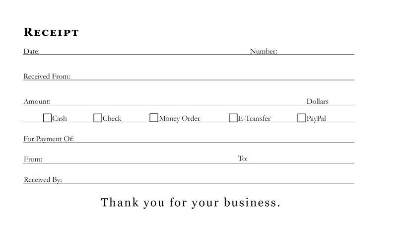 Business Receipt - Etsy