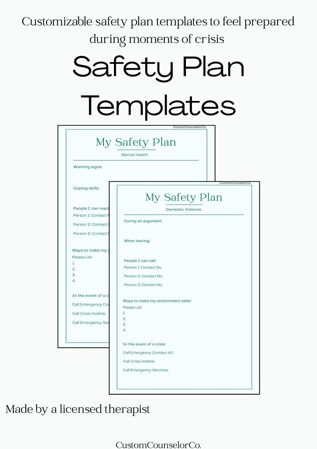 Printable Safety Plan Template | Crisis Plan | Mental Health Planner - Etsy