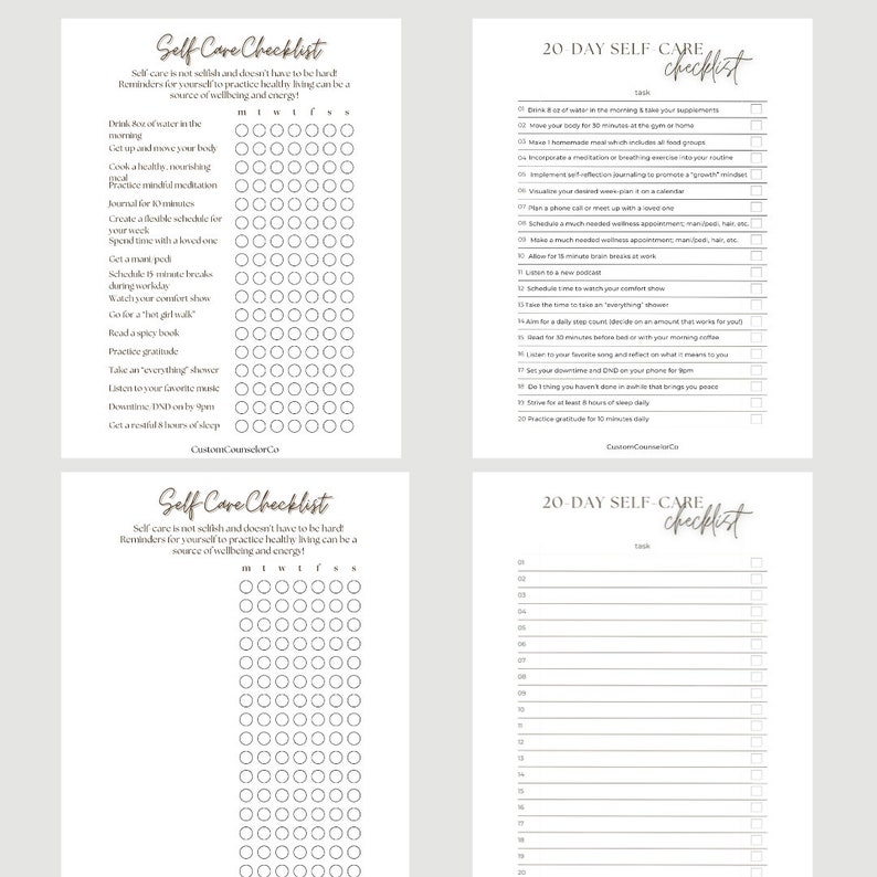 Printable & Editable Self Care Checklist. Self-care Planner. Printable ...