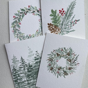Hand Painted Christmas Watercolor Cards: Floral Holiday Set - Etsy