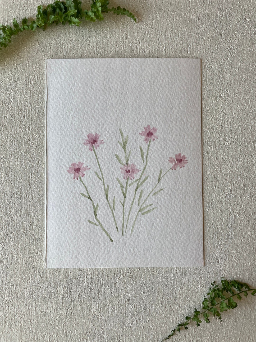 Hand-painted Pink Floral Watercolor Painting - 4.5 X 6 in Wedding Gift ...