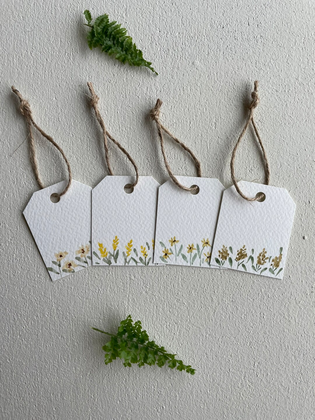Handmade Watercolor Floral Gift Tags: Yellow Flower Set of 4 Wedding ...