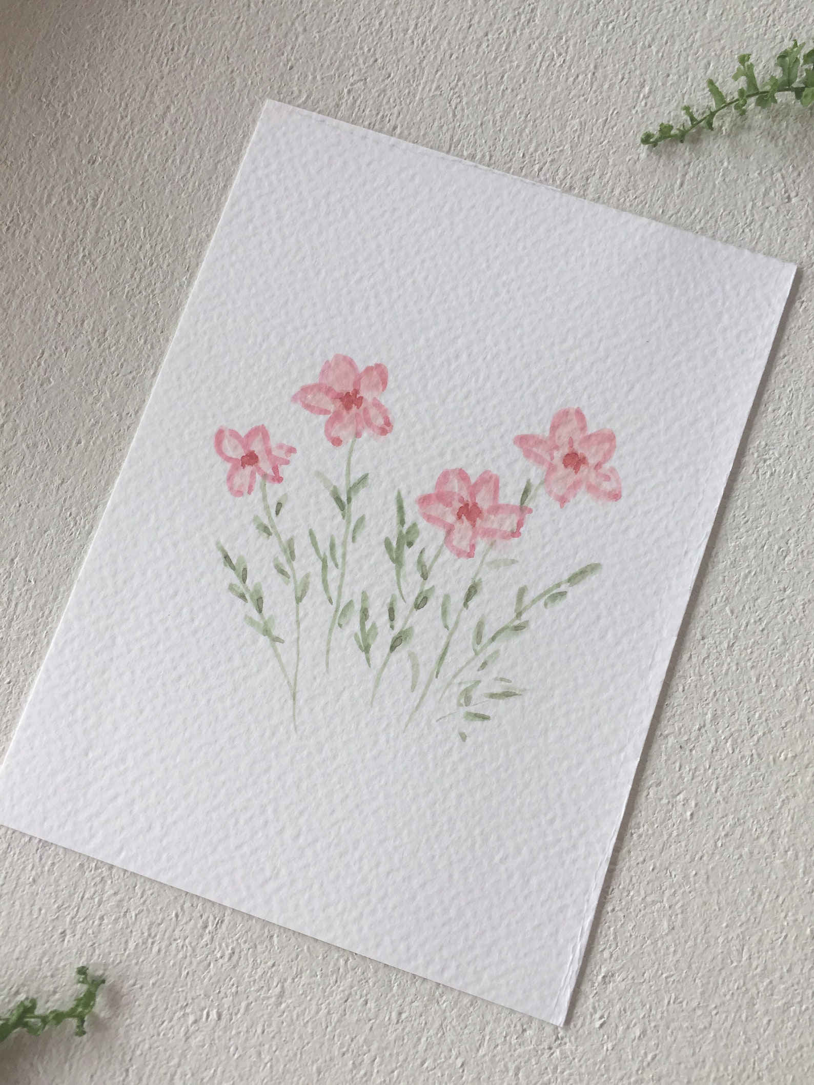 Hand-painted Pink Floral Watercolor Painting - 4.5 X 6 in Wedding Gift ...