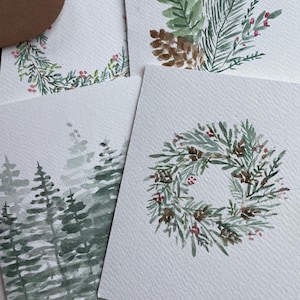 Hand Painted Christmas Watercolor Cards: Floral Holiday Set - Etsy