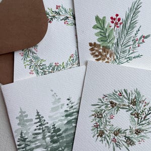 Hand Painted Christmas Watercolor Cards: Floral Holiday Set - Etsy