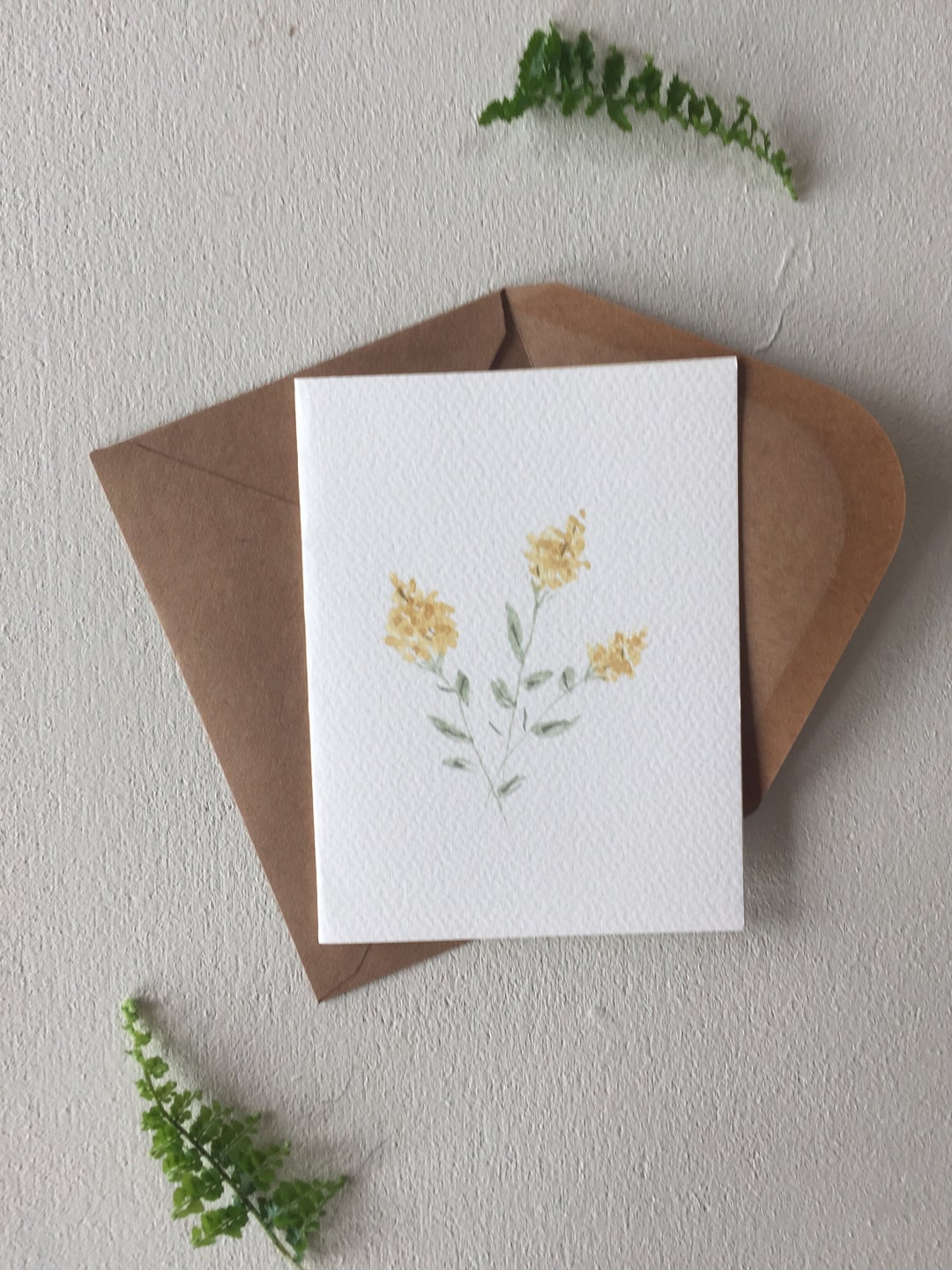 Hand-painted Yellow Floral Watercolor Card: Blank Greeting Card With ...