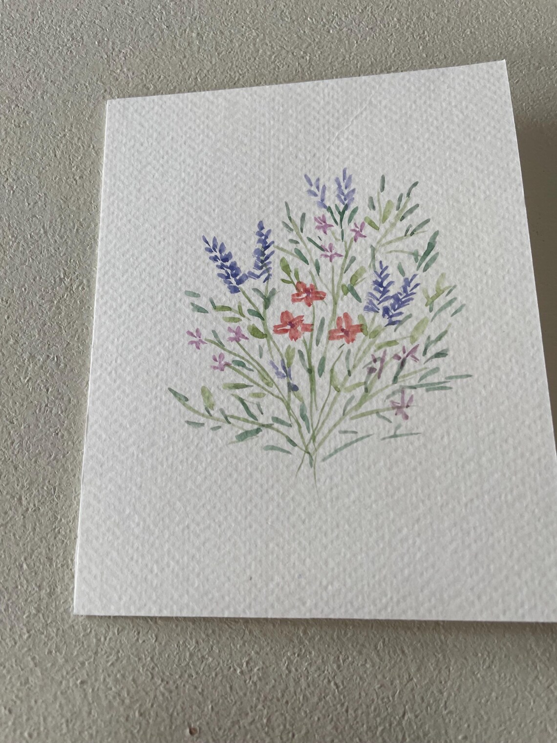 Hand-painted Watercolor Floral Card: Wildflower Bouquet, All Occasion ...