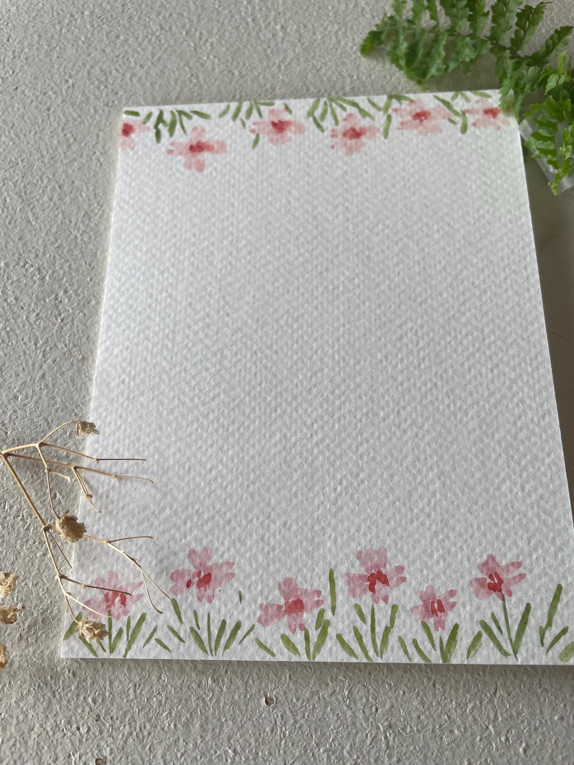 Hand Painted Watercolor Floral Card: Pink Wildflower Blank Note With ...