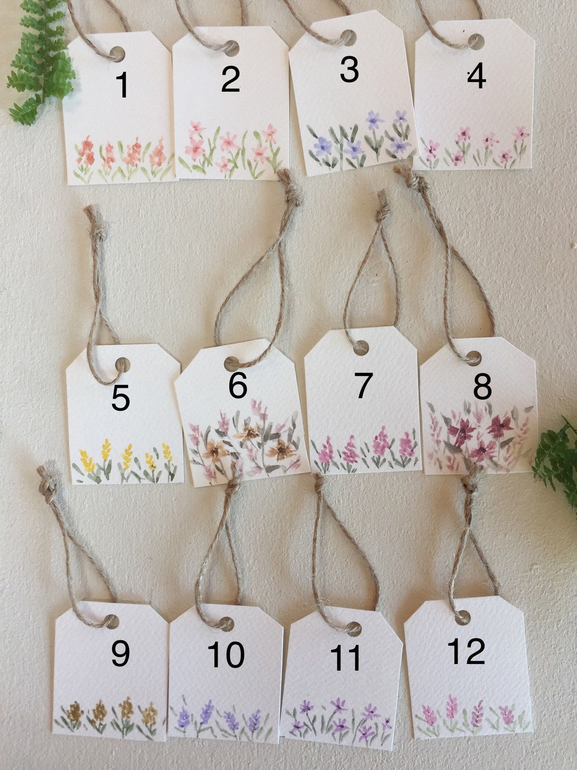 Handmade Floral Watercolor Gift Tags: Set of Original Art Wedding Gift ...
