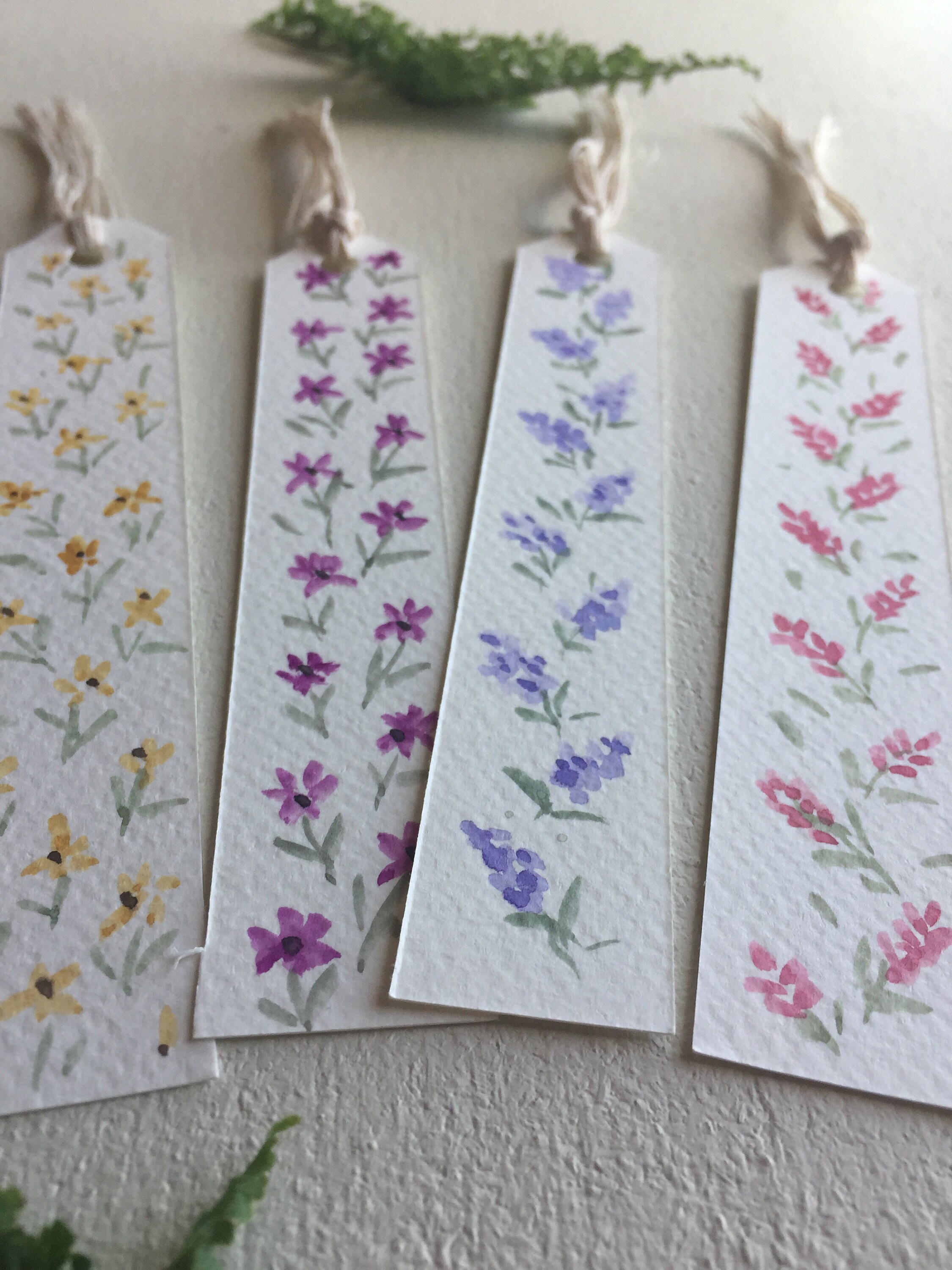 Hand Painted Floral Watercolor Bookmarks - Set of 4 Wedding Gift - Etsy