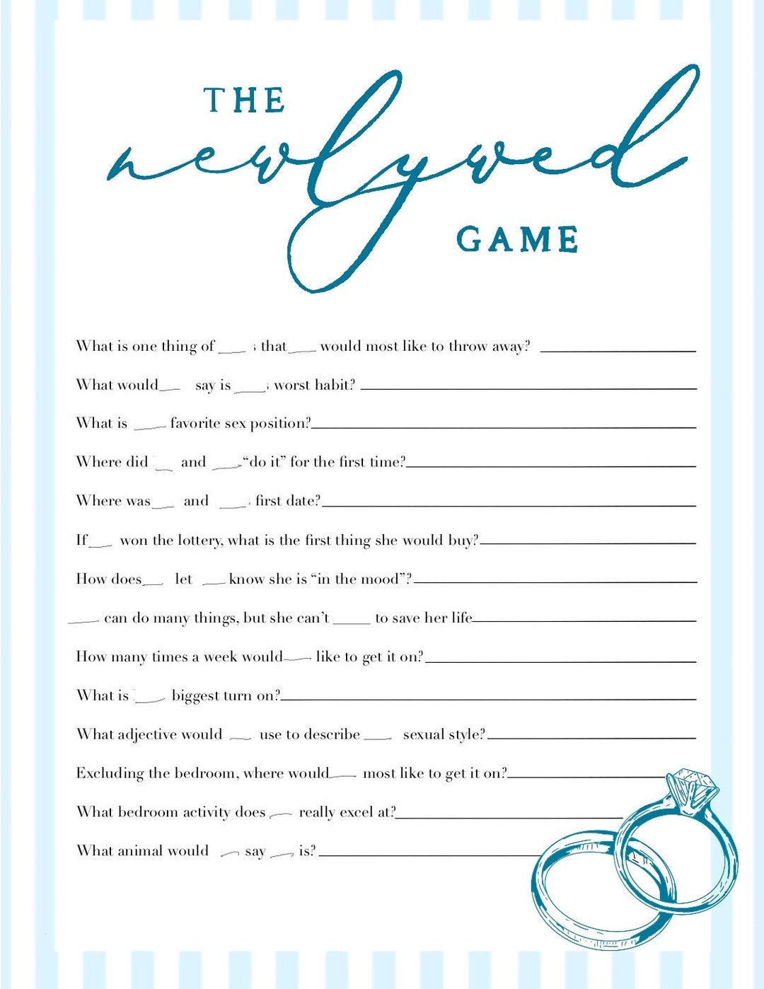 Bachelorette Newlywed Game Printable - Etsy