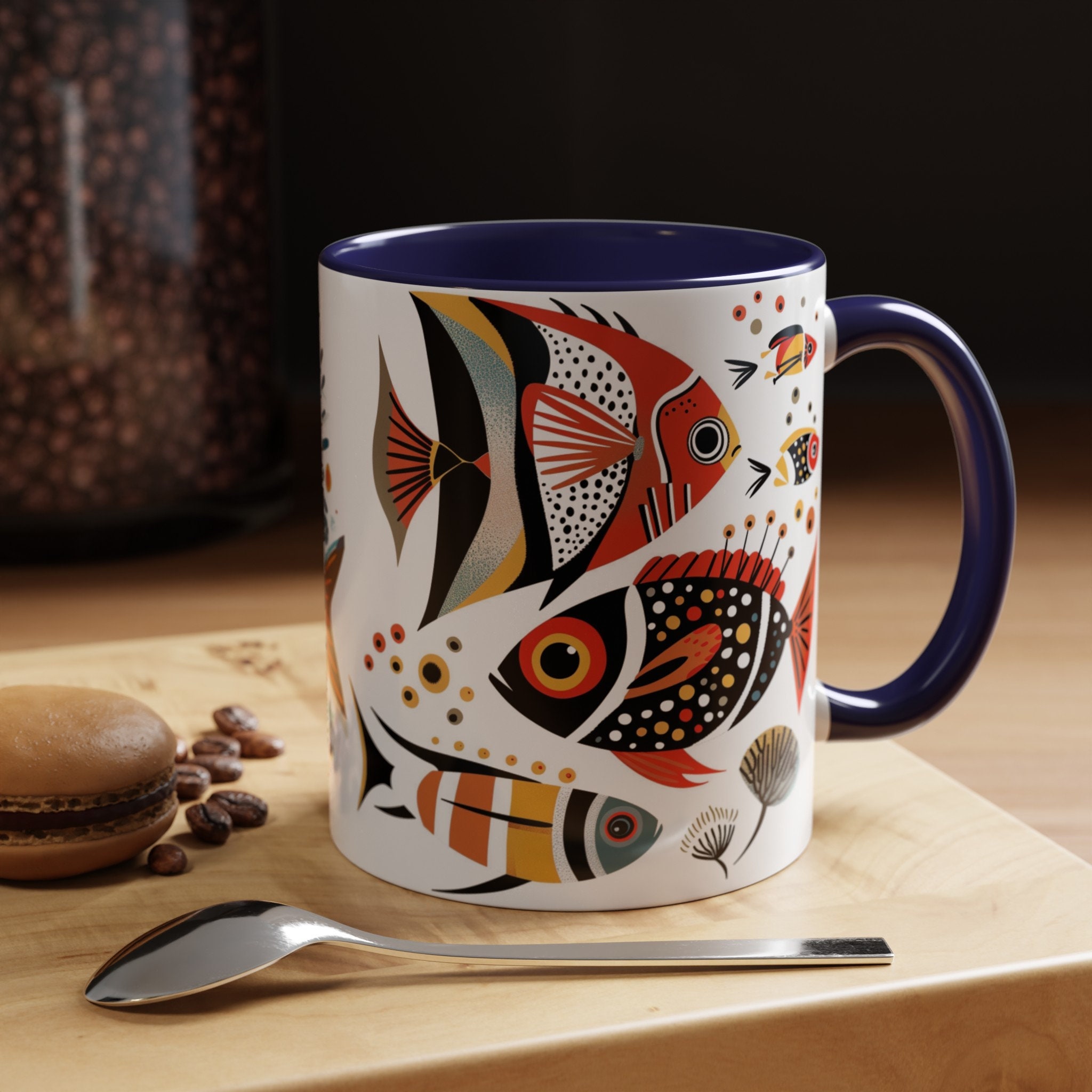 Colorful Fish Design Mug, Vibrant Ocean Art, Dishwasher Microwave Safe ...