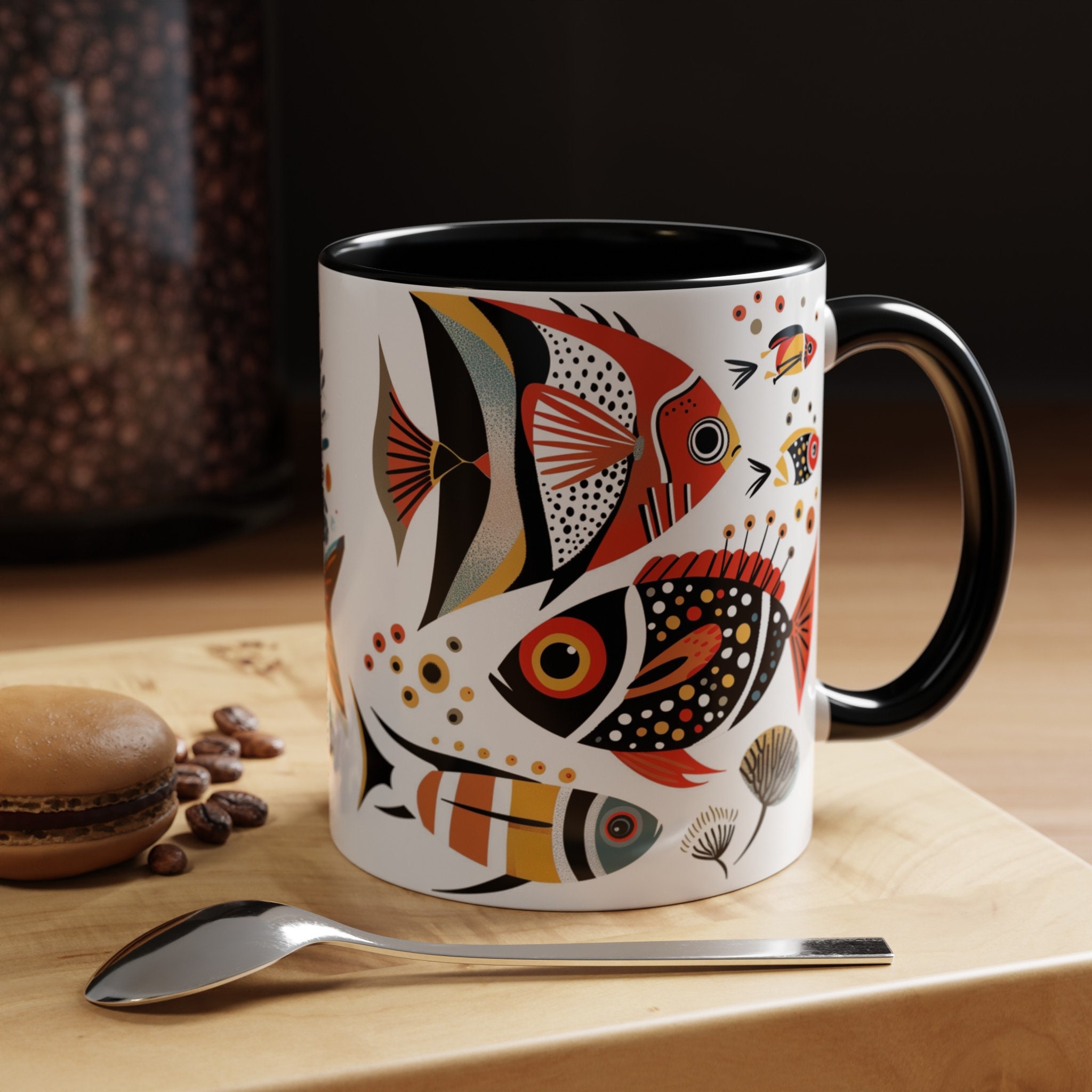 Colorful Fish Design Mug, Vibrant Ocean Art, Dishwasher Microwave Safe ...