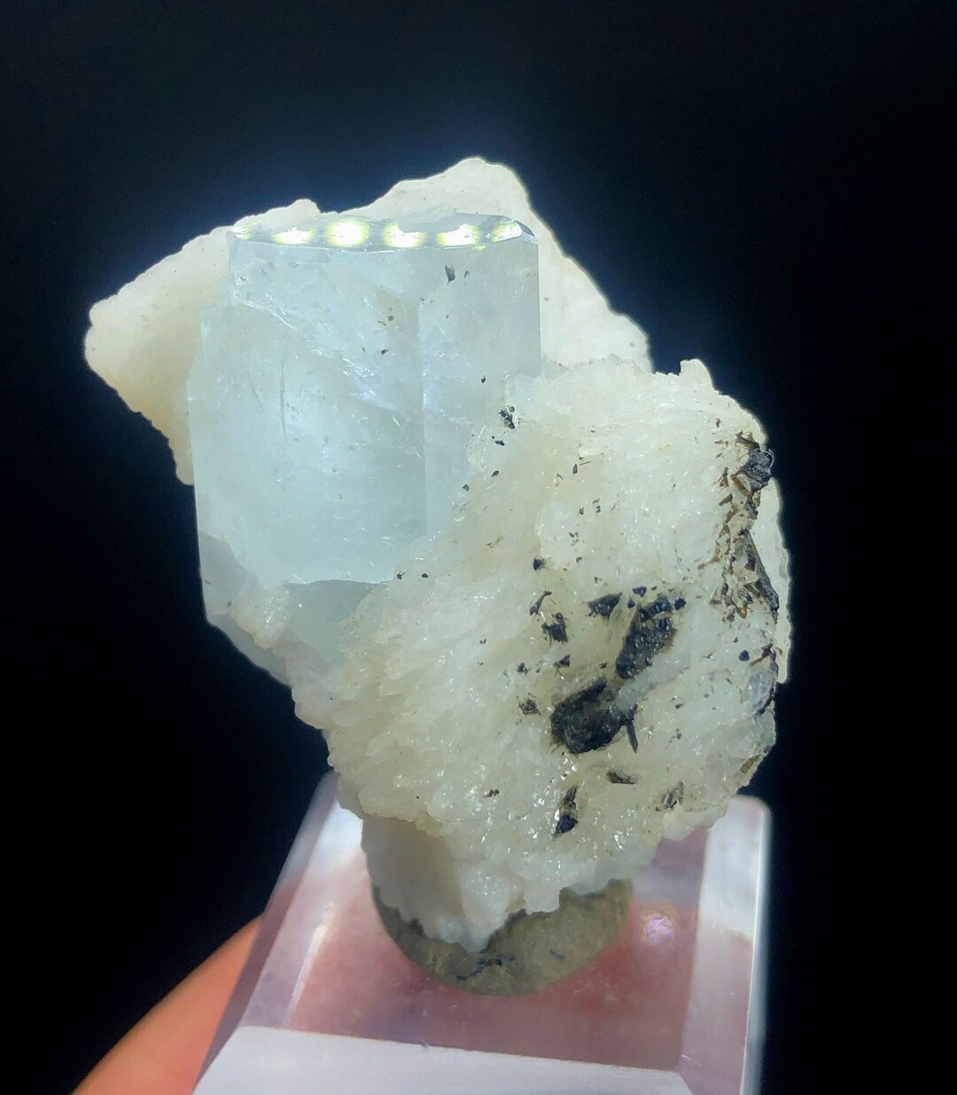 Blue Aquamarine Crystal With Albite, Raw Aquamarine, Minerals Specimen ...