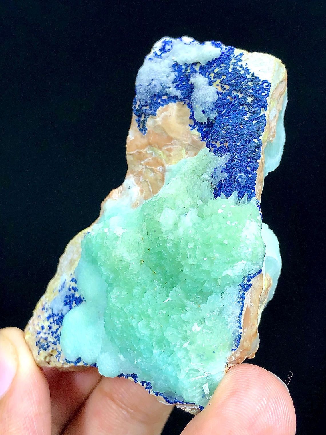 Natural Aragonite With Blue Azurite on Matrix From Afghanistan - 80 ...