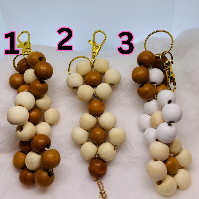 Wood Bead Keychain - Etsy