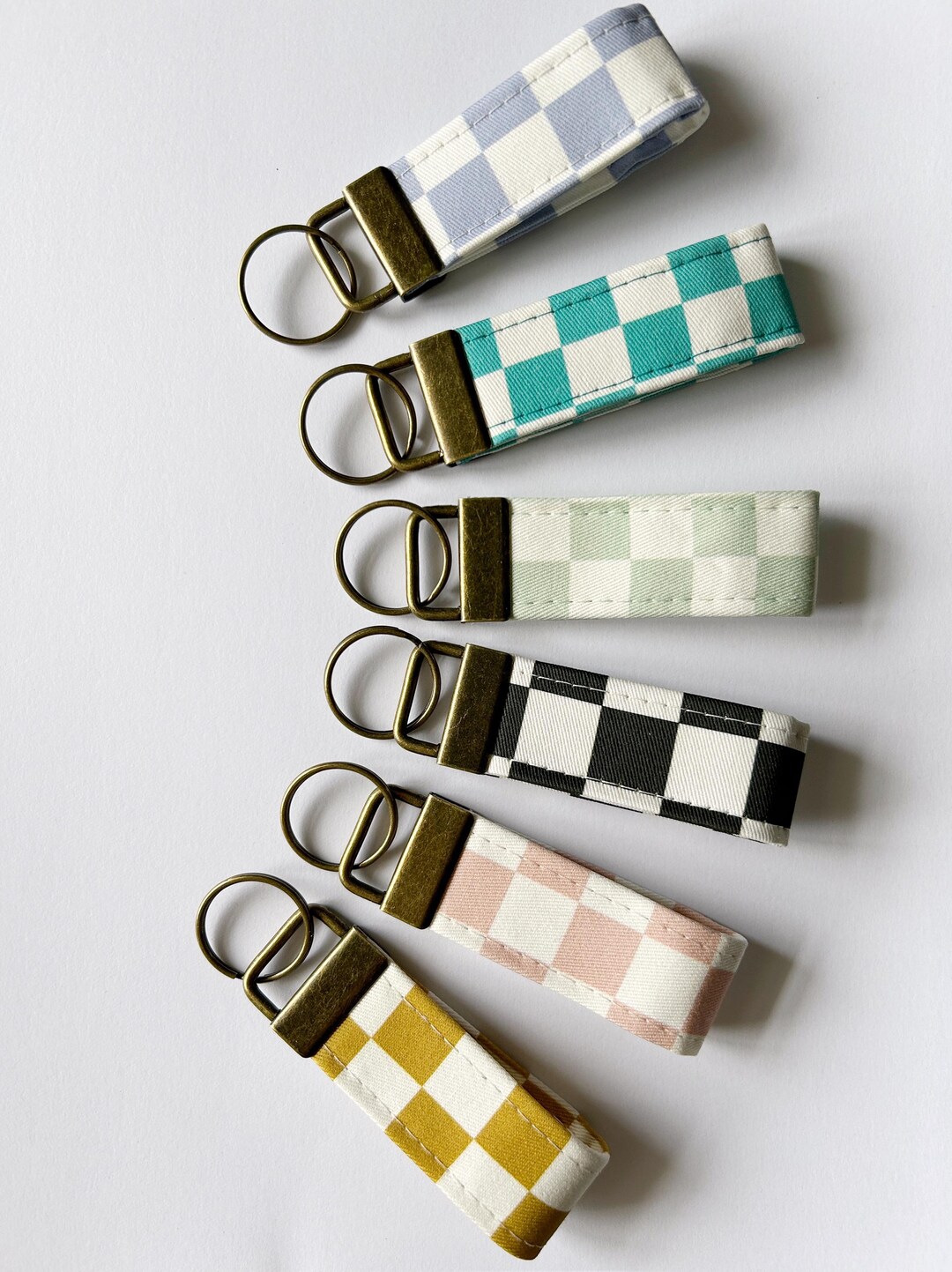 Checkerboard Keychain - Mini Fabric Loop Keychains - Choose Your Color ...