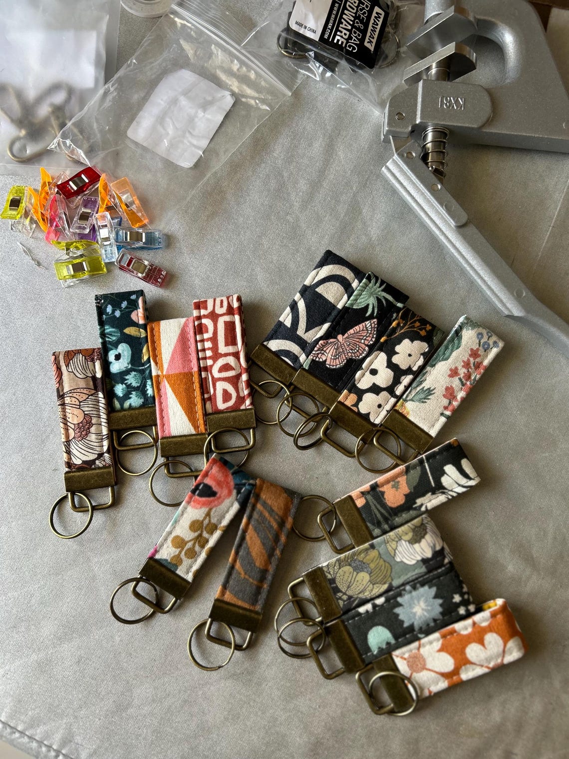 Mini Fabric Loop Keychains - Rifle Paper Co Florals - Choose Your Print ...