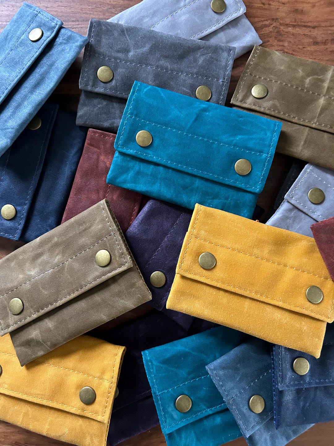 Waxed Canvas Double Snap Card Wallet - Choose Your Color - BESU ...