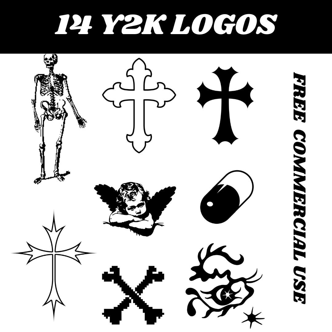 Y2K Aesthetic Vector Icons Bundle, 14 Vectors for Graphic Design, Logos ...