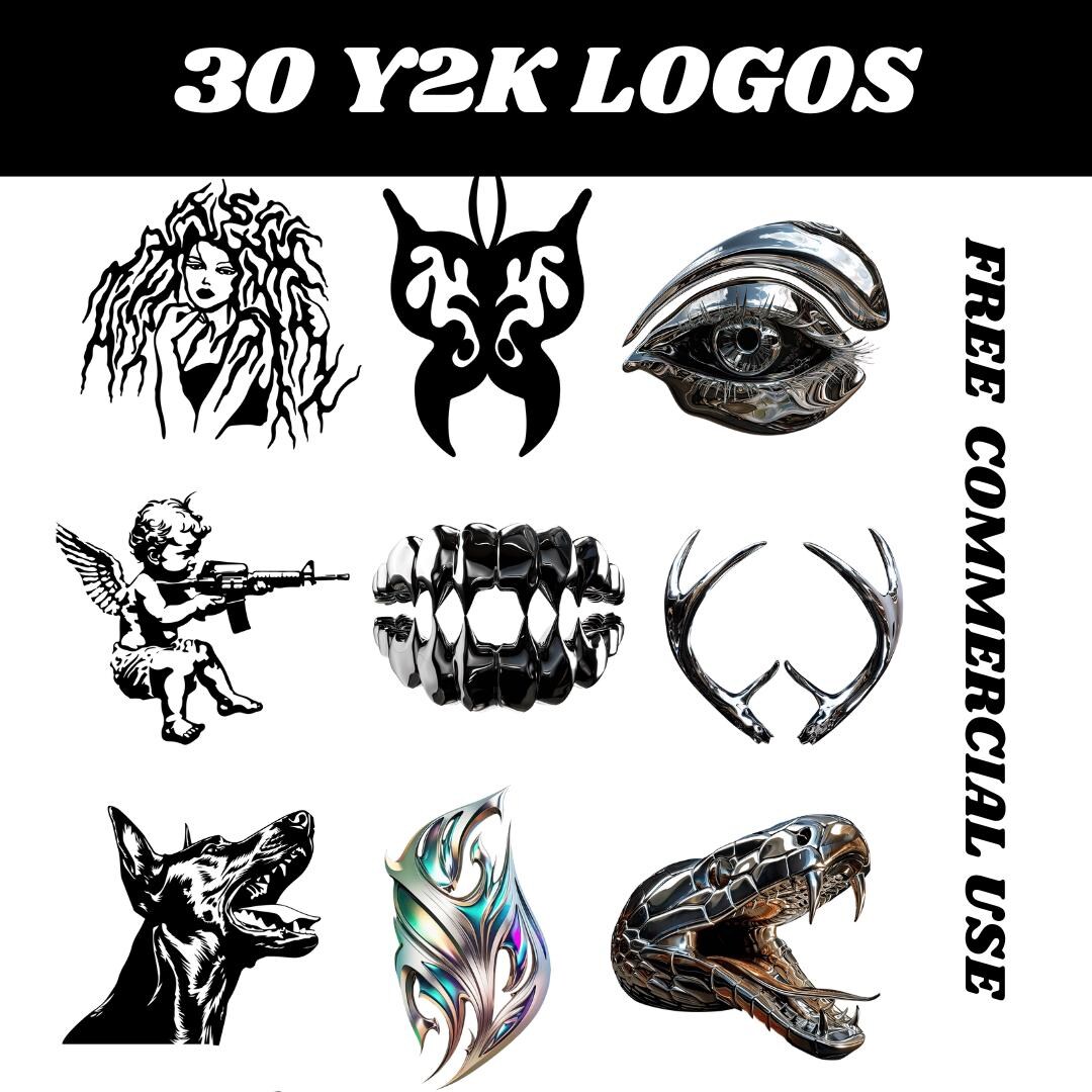 Y2K Aesthetic Vector Icons Bundle, 30 Vectors for Graphic Design, Logos ...