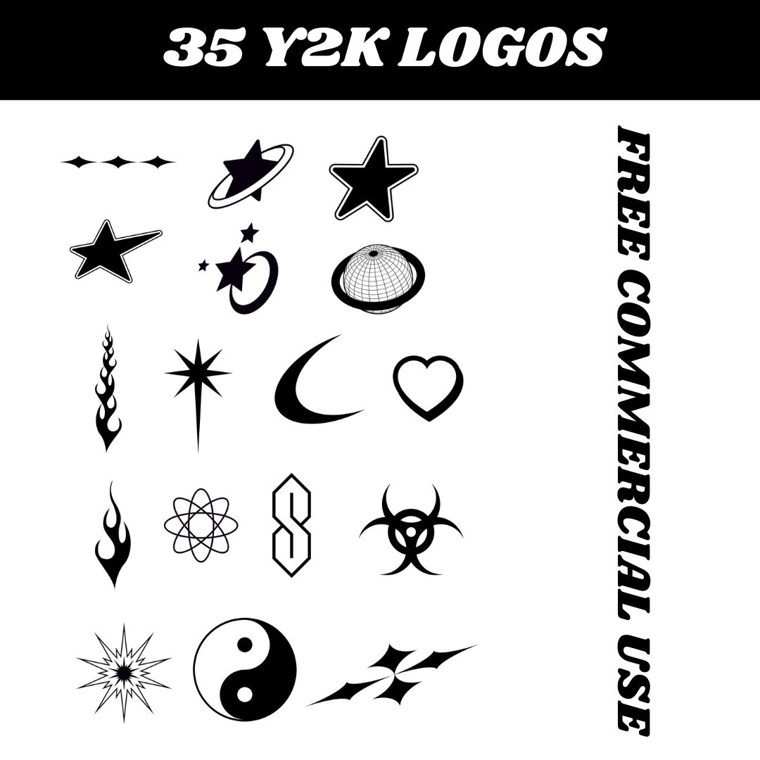 Y2K Aesthetic Vector Icons Bundle, 35 Vectors for Graphic Design, Logos ...