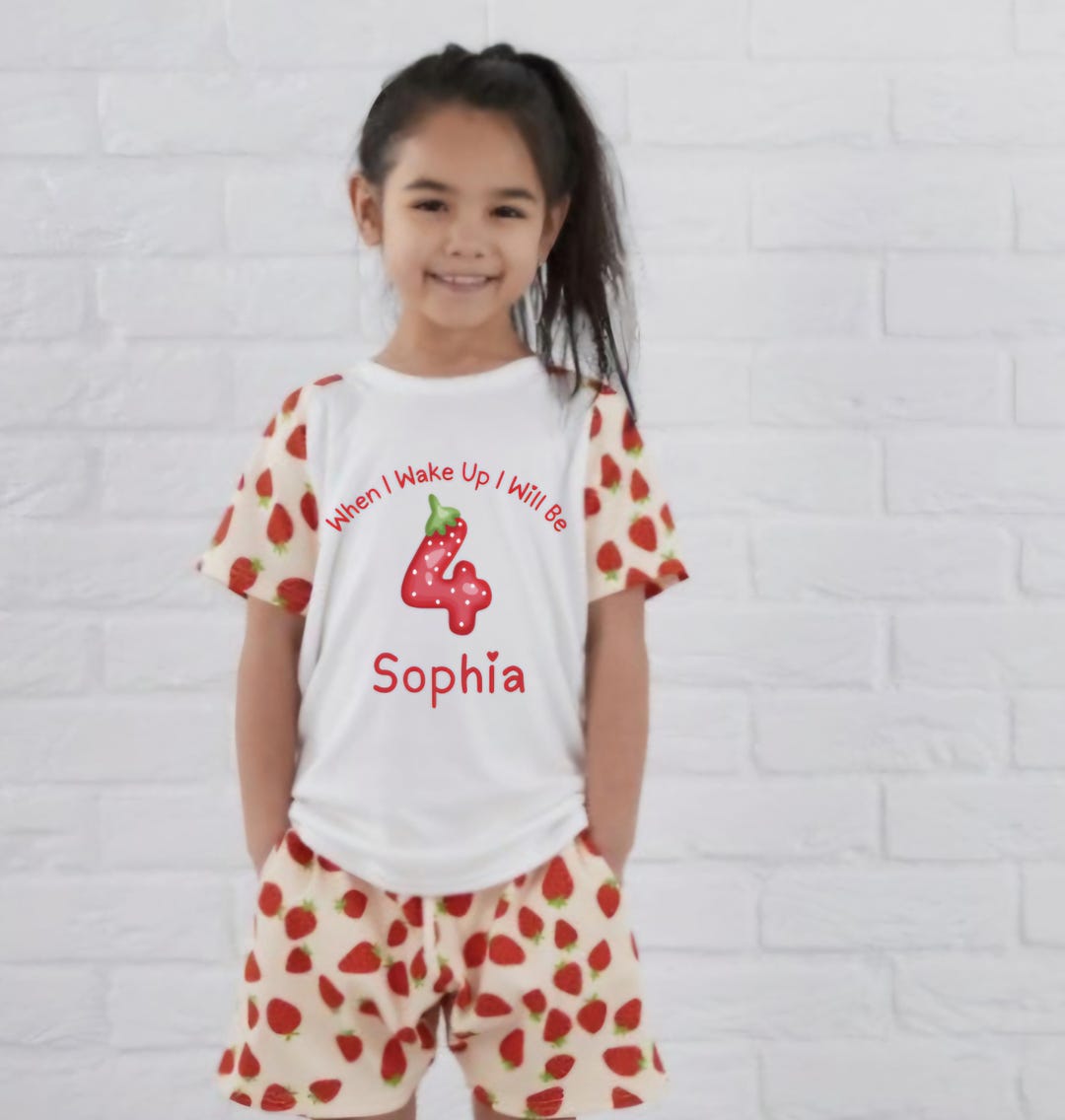 Personalised When I Wake up I Will Be Stawberry Pyjamas / Girls Shorts ...