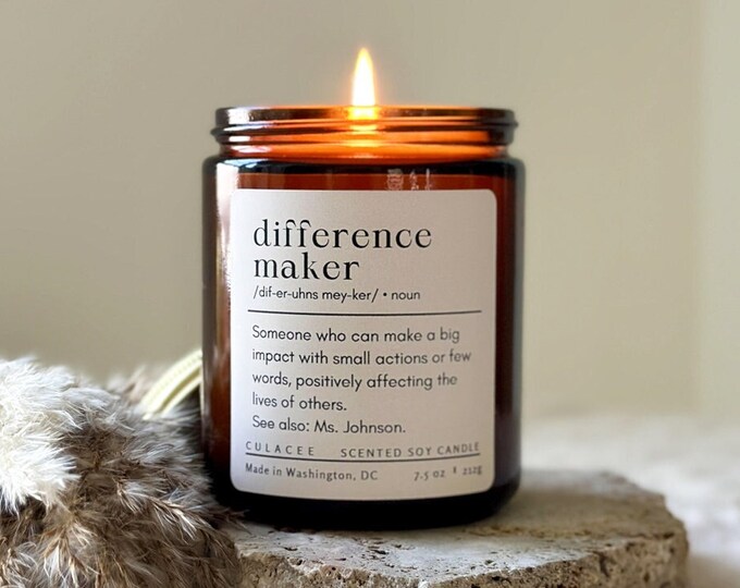Teachers Gift Candle Difference Maker Candle Personalized Teacher Gift ...