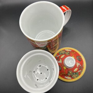 Chinese Porcelain Red Dragon Mug With Infuser Strainer With Lid - Etsy