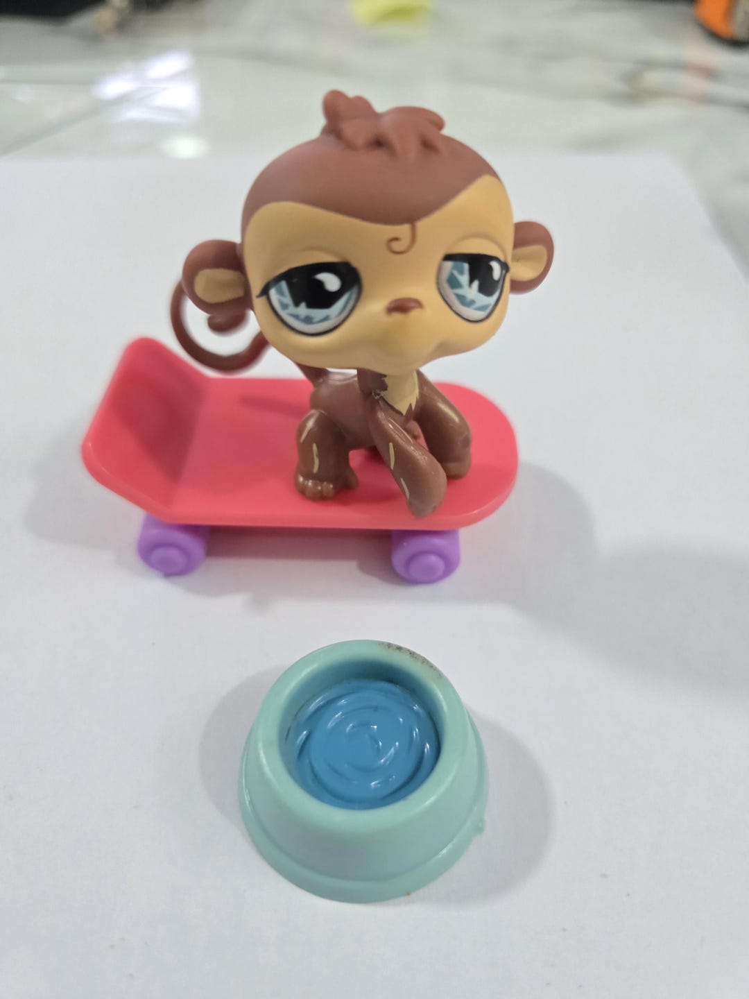 LPS 485 Hasbro Brown Monkey With Blue Eyes and Skateboard Authentic ...