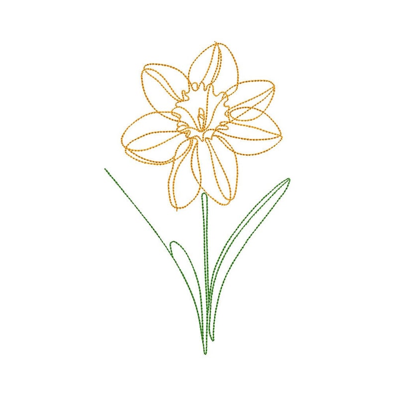 Daffodil Embroidery Design: Multi-size Floral Pattern (digital Download ...