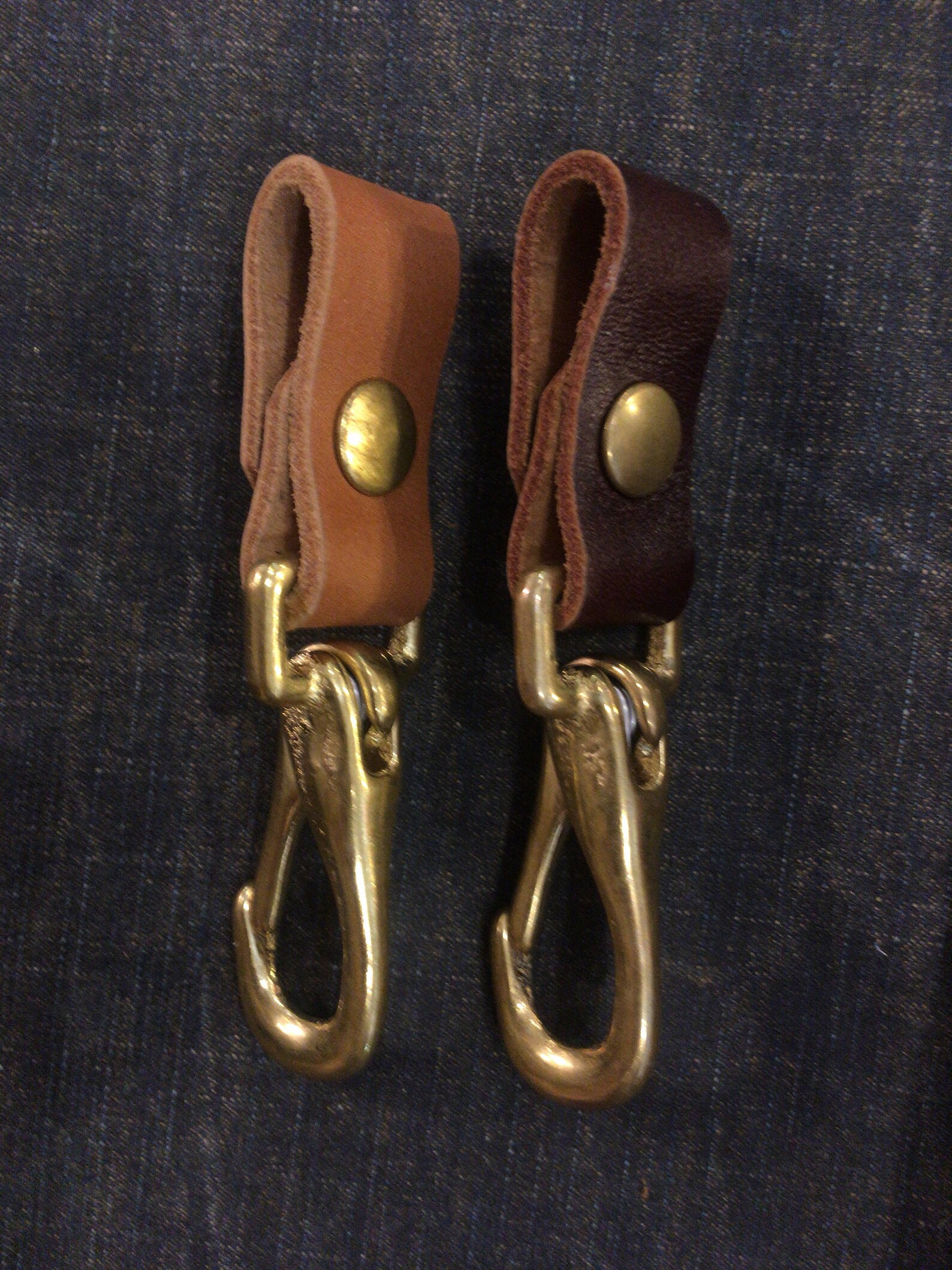 Brass and Leather Key Snap. - Etsy