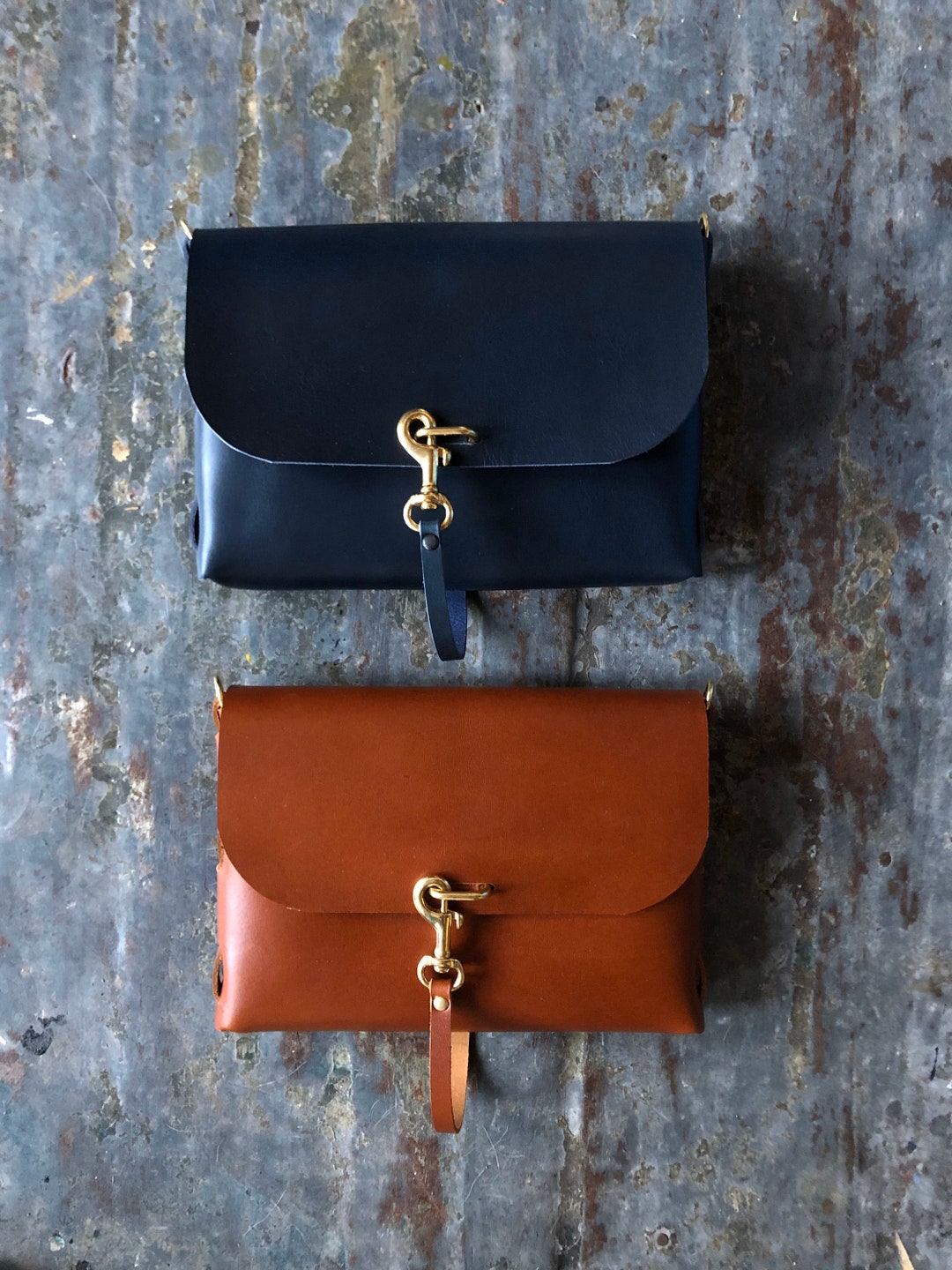 Leather Crossbody Book Bag, Vegetable Tanned With Brass Hardware - Etsy