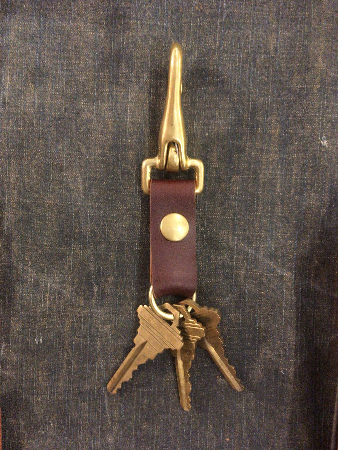 Brass and Leather Key Snap. - Etsy