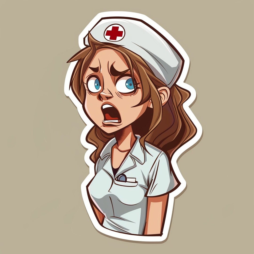 Quirky Mad Nurse Sticker: Adorable Design, Medical Humor, Kawaii Decal ...