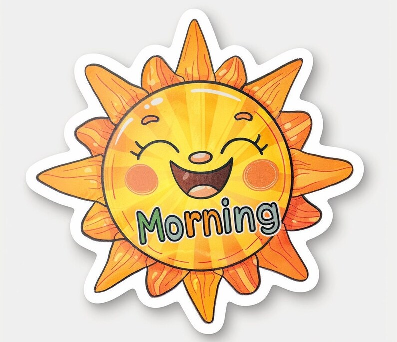 Cute Sticker Sun Good Morning Sun Cartoon Sticker Cute Decal For Laptops Water Bottles And