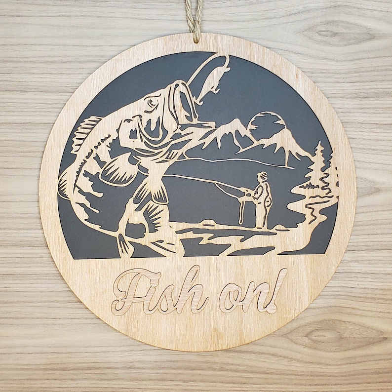 Angler's Delight SVG File Fish & Fisherman Scene for Laser Cutting ...