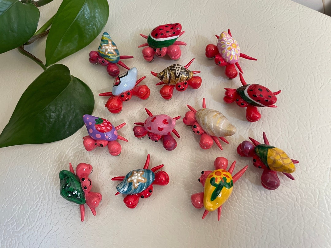 Mystery Decorative Hermit Crab Magnets - Polymer Clay, Gloss Finish ...