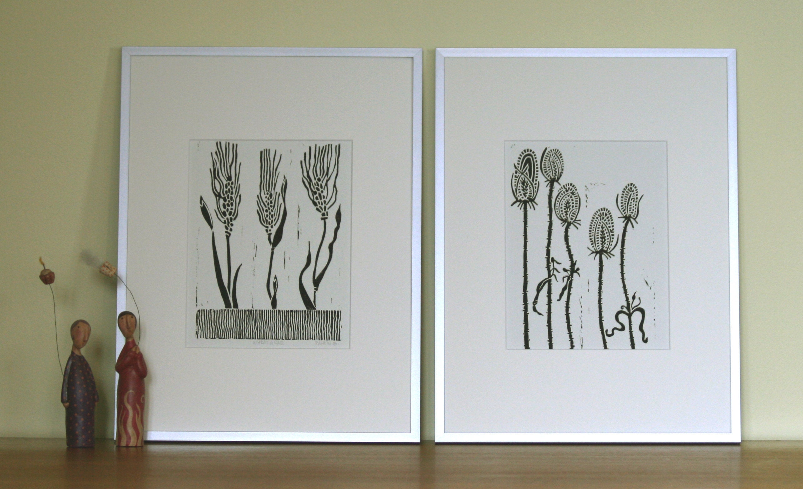 Linocut Print 8x10 Block Print WHEAT GRASS Botanical Print Gallery Wall ...