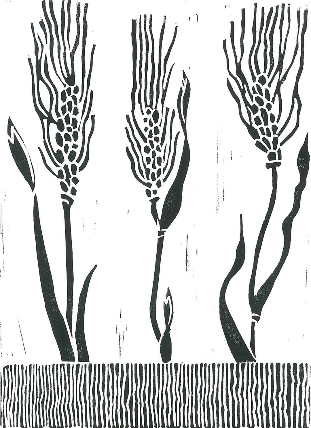 Linocut Print - 8"x10" Block Print - WHEAT GRASS - Botanical Print ...