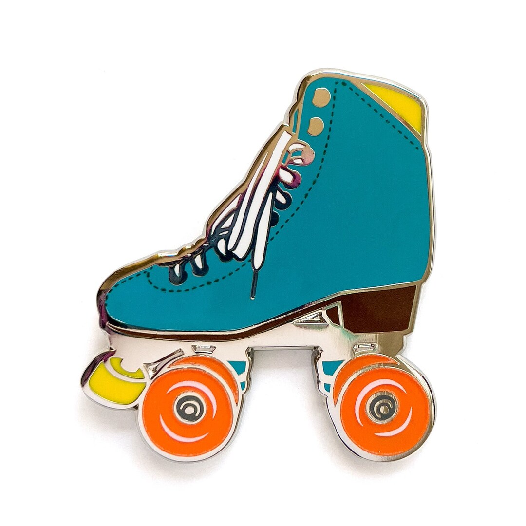 Teal Roller Skate Pin With Glow in the Dark Wheels - Etsy