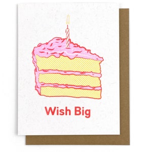 Wish Big Birthday Cake Card - Etsy