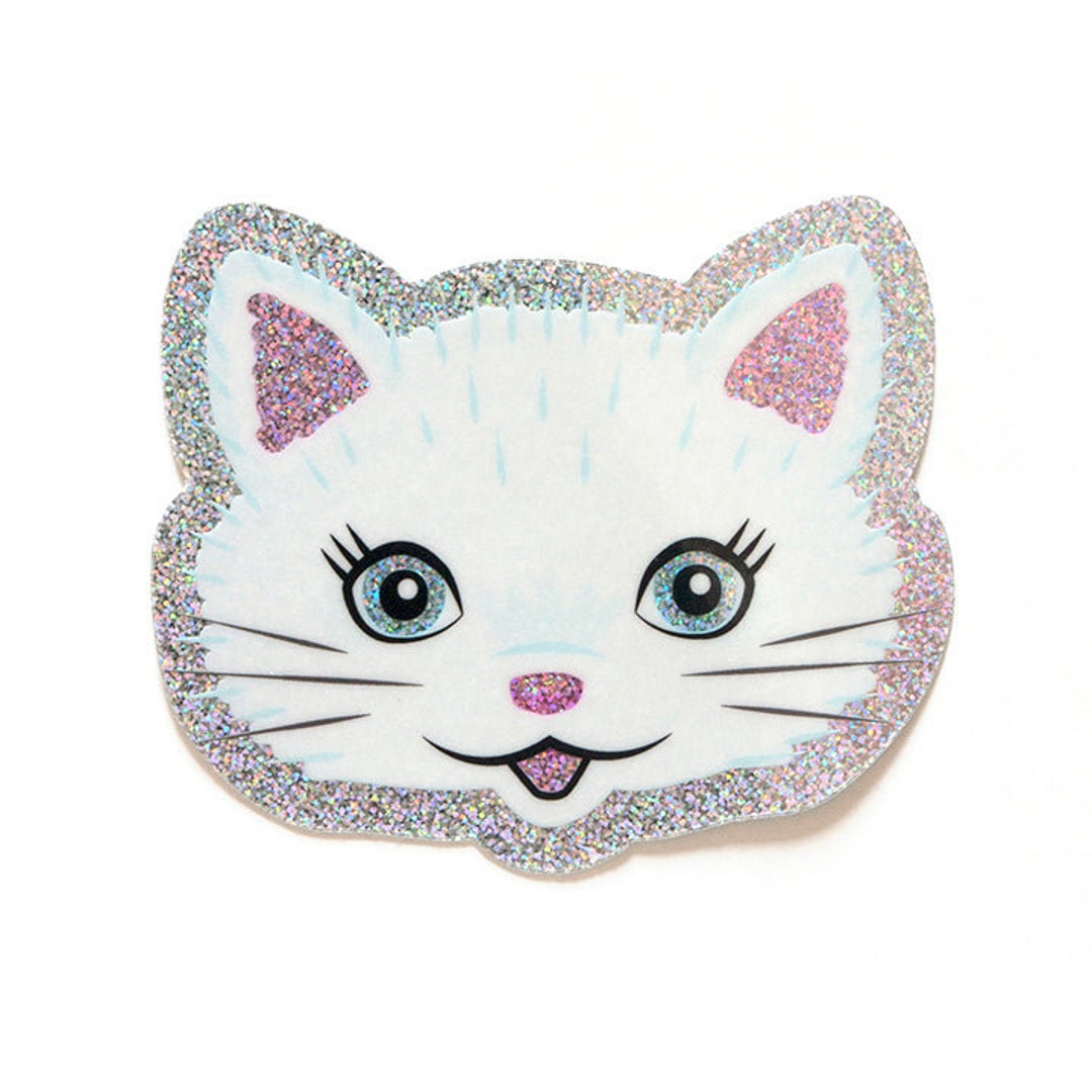 Glitter Cat Sticker - Etsy