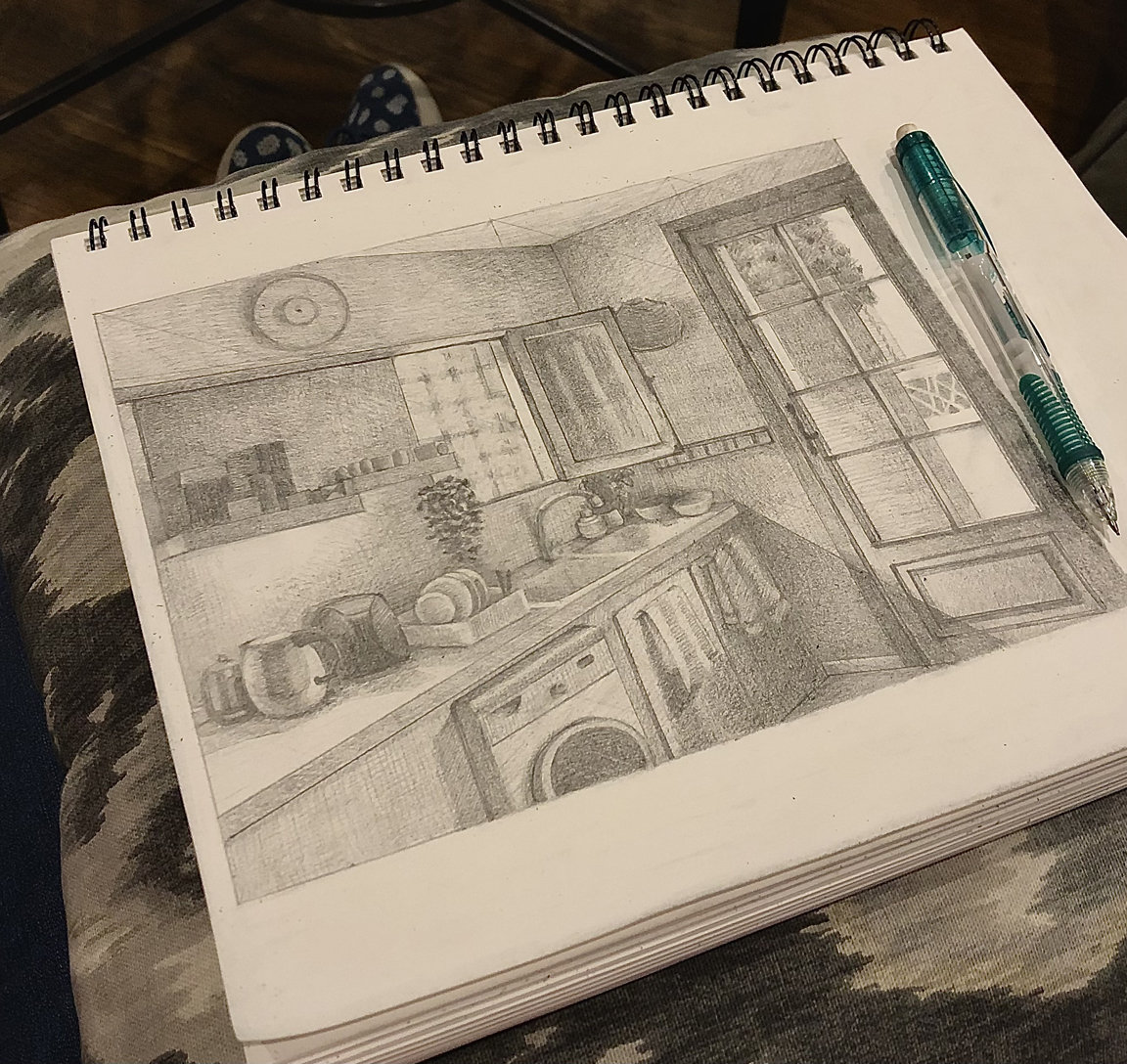 Art Print Original Color Linocut Drypoint Kitchen Interior Still Life ...