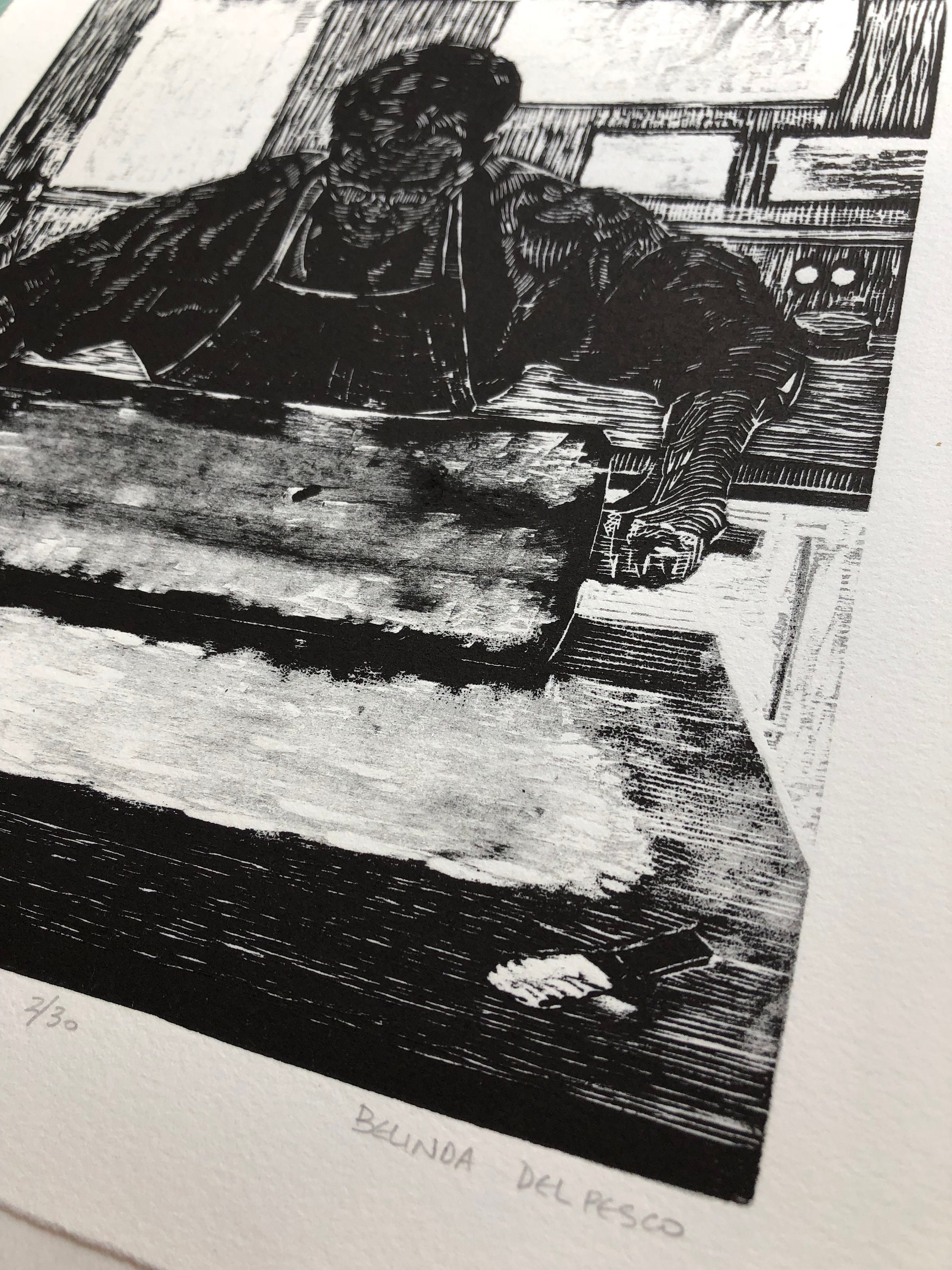 Original Woodcut Portrait Master Printmaker at Work Artist Studio Print ...