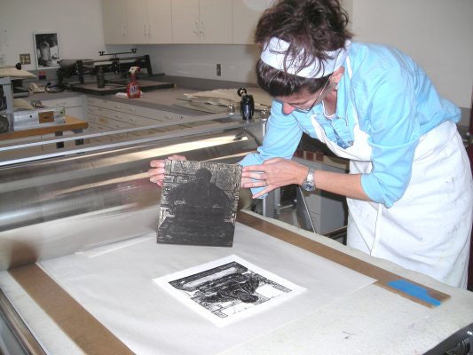 Original Woodcut Portrait Master Printmaker at Work Artist Studio Print ...
