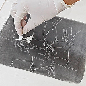 Original Dark Field Monotype Printmaking Mid Century Modern Portrait ...