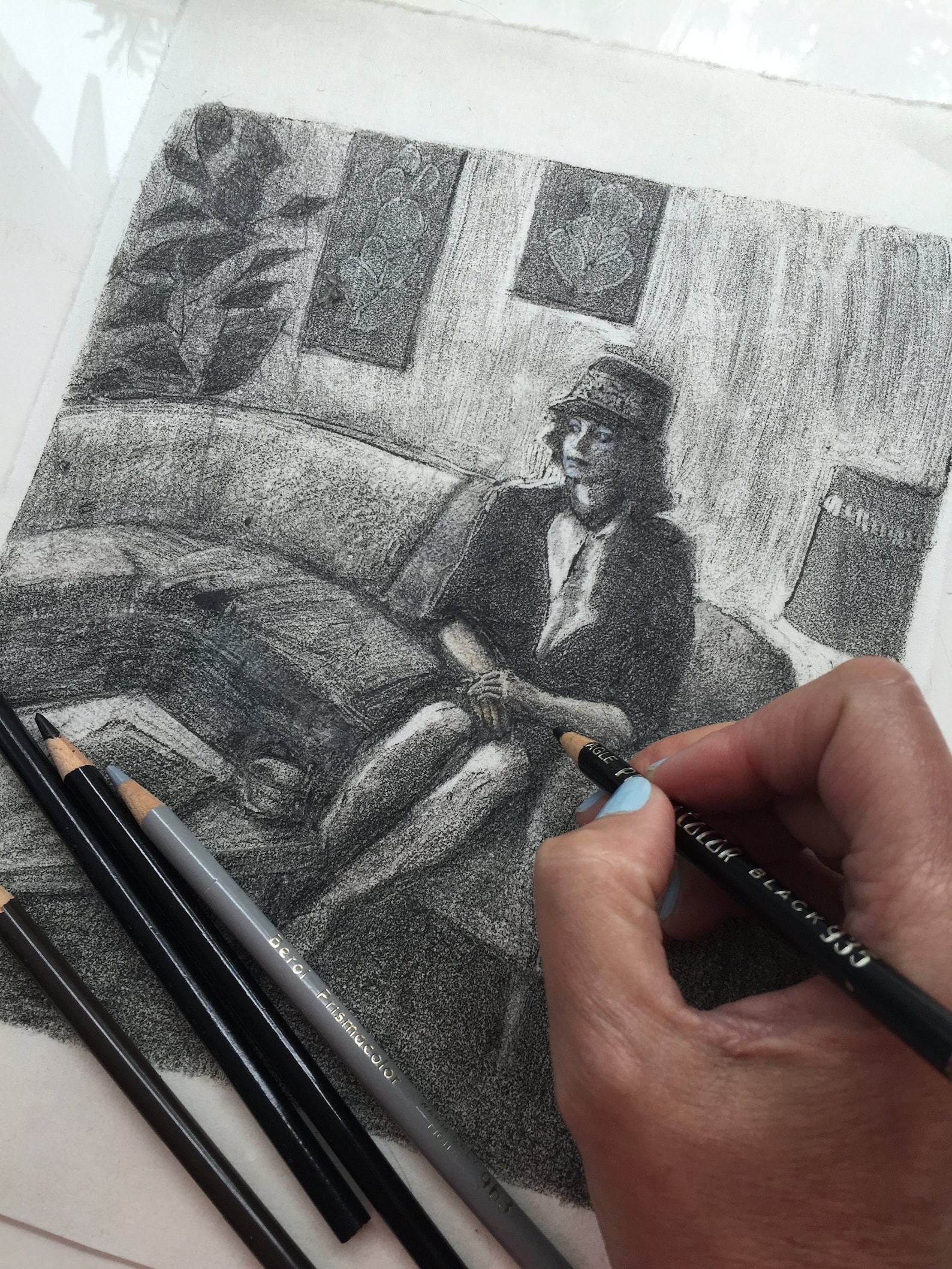 Original Dark Field Monotype Printmaking Mid Century Modern Portrait ...