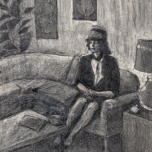 Original Dark Field Monotype Printmaking Mid Century Modern Portrait ...