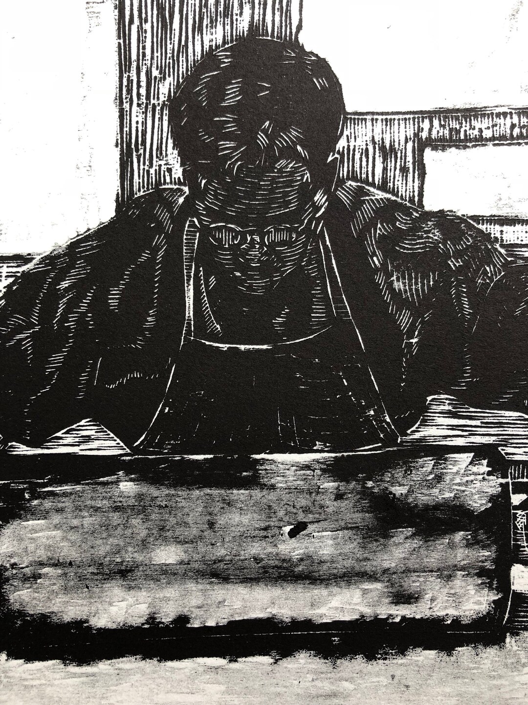 Original Woodcut Portrait Master Printmaker at Work Artist Studio Print ...